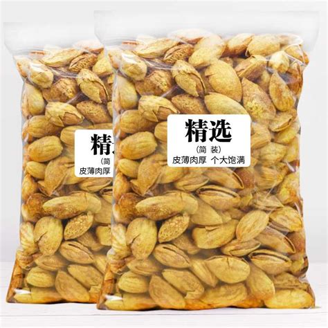 美国巴旦木手剥大杏仁坚果炒年货散装香脆办公室零食500g包邮年货虎窝淘