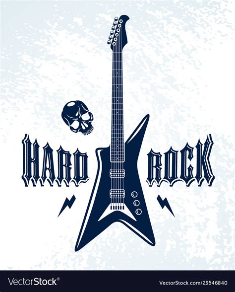 Hard Rock Emblem With Electric Guitar Logo Vector Image