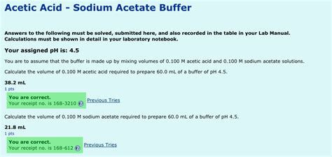 Solved Acetic Acid Sodium Acetate Buffer Answers To The