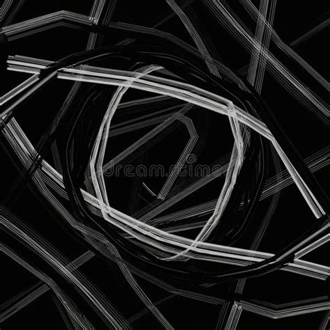 Abstract Black And White Digital Artwork Featuring Intersecting
