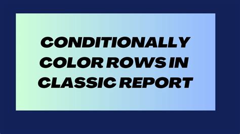 How To Create Conditional Color Row On Classic Report In Oracle Apex Coding Academy Youtube