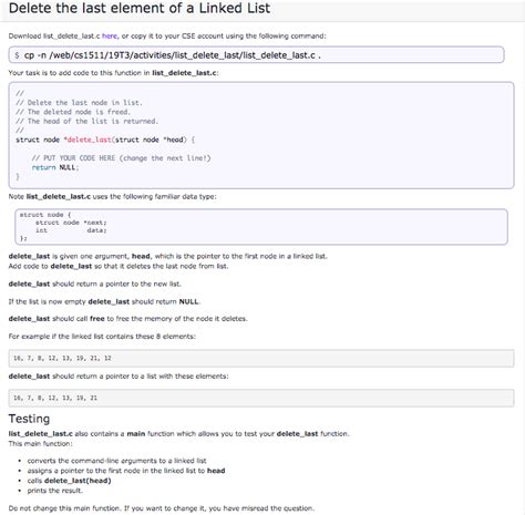 Solved Delete The Last Element Of A Linked List Download