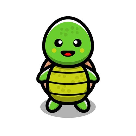 귀여운 거북이 캐릭터 벡터 일러스트 레이 션 프리미엄 벡터