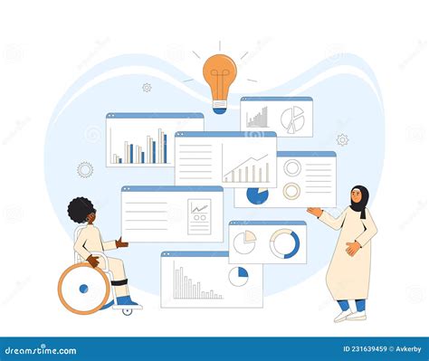 Business Analyst Concept Characters With Schemes And Diagrams Female