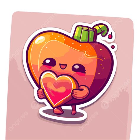 오렌지 벡터 귀여운 하트 클립 아트와 과일 스티커 고립 된 만화 발렌타인 데이 카드와 스티커 디자인 상표 Png 일러스트 및 벡터 에 대한 무료 다운로드 Pngtree