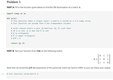Solved Problem Part A Fill In The Function Given Below Chegg