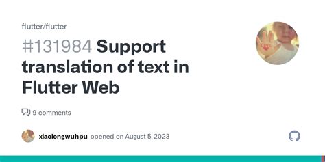 Support Translation Of Text In Flutter Web · Issue 131984 · Flutter