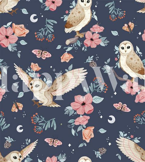 Night Owl Navy Wallpaper Happywall