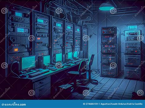 Connection Network In Servers And Storage Systems In Data Center Rooms Stock Image Image Of