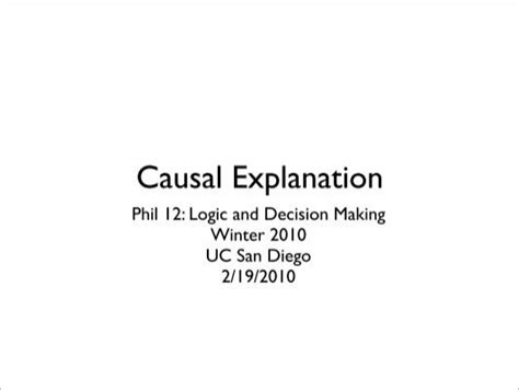 Causal Explanation Uc San Diego