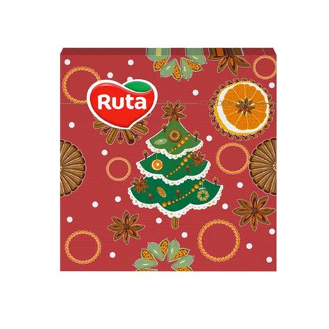 Ruta საახალწლო ხელსახოცი ნაძვის ხე 33x33 სმ 20 ც Veli Store