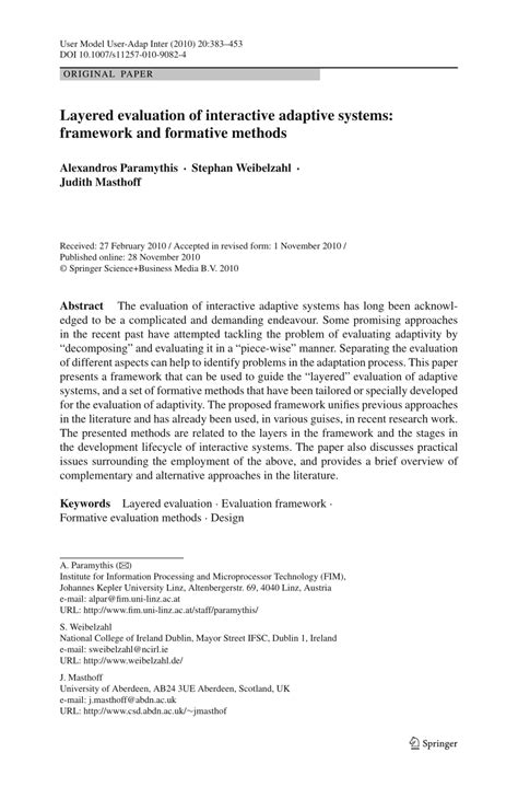 Pdf Layered Evaluation Of Interactive Adaptive Systems Framework And