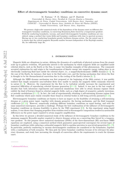 Pdf Effect Of Electromagnetic Boundary Conditions On Convective Dynamo Onset
