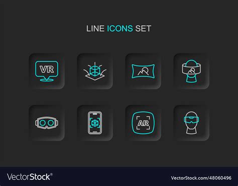 Set Line Virtual Reality Glasses Augmented Ar 3d Vector Image