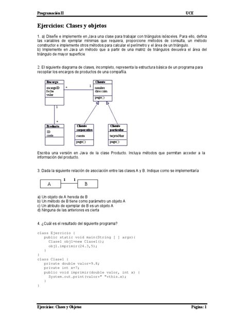 Ejercicios De Clases Y Objetos En Java Uce Pdf Multiplicación Número Complejo