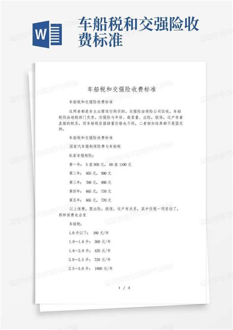车船税和交强险收费标准Word模板下载 编号qkmdmepn 熊猫办公