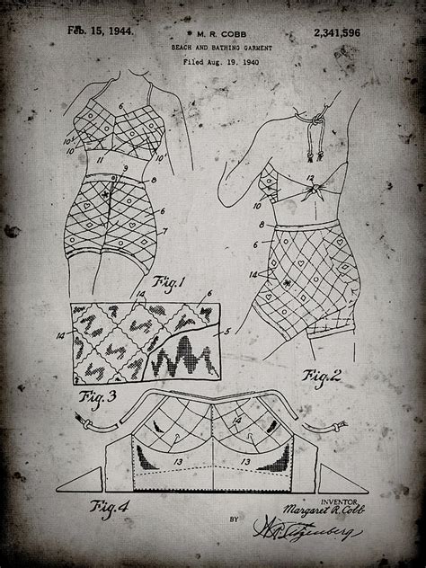 Pp325 Faded Grey Bathing Suit 1940 Poster Digital Art By Cole Borders Pixels