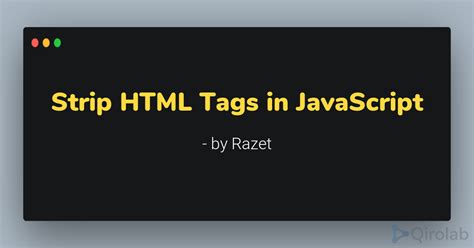 Strip Html Tags In Javascript Qirolab