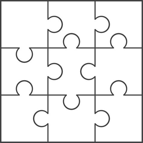 Puzzle Jigsaw Pieces Set Of 9 Pieces Template Idea Vector Flat Design