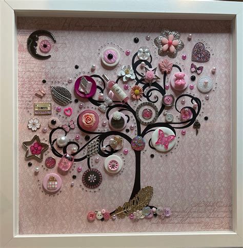 Tree Button Art Etsy