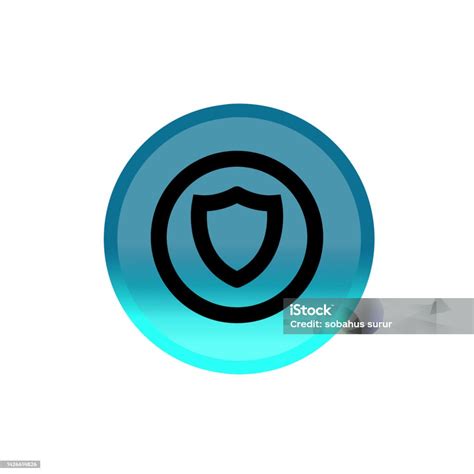 방패 단추 아이콘입니다 보안 기호가있는 파란색 둥근 버튼 편집 가능한 스트로크 간단한 일러스트 레이 션 모바일 개념 웹 디자인 응용 프로그램 Ui 디자인 템플릿 벡터 개념에