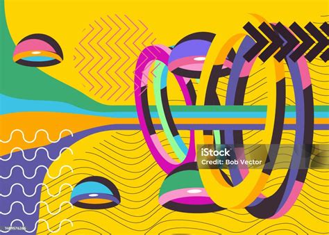 기하학적 모양을 가진 추상적인 사이코델릭 배경 복고풍 배너와 포스터 간단한 바쁜 오래된 만화 체적 벡터입니다 생생한 기하학적