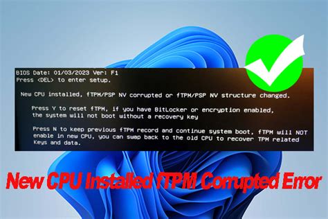 Proven Fixes For New CPU Installed FTPM PSP NV Corrupted Error