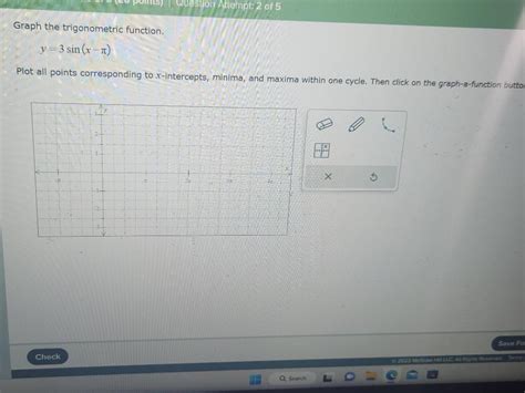 Solved Graph The Trigonometric Function Y3sinx−π Plot