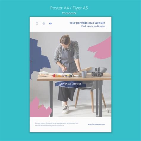 웹 사이트에 그림 포트폴리오를위한 수직 포스터 템플릿 무료 Psd 파일