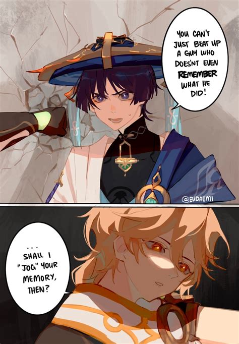 Aether Scaramouche And Wanderer Genshin Impact Drawn By Eudaemi