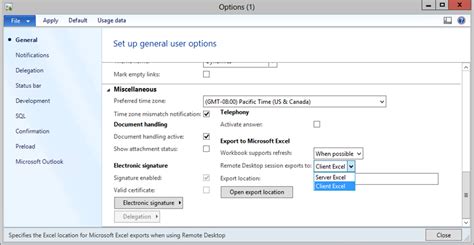 Exporting Data To Your Client Version Of Excel When Using Remote Desktop Dynamics Ax Tip Of