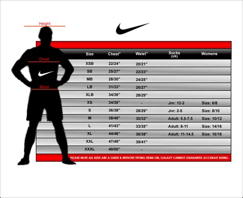Nike Mens Pants Size Chart
