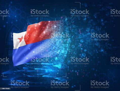 칠레 Hud 인터페이스와 파란색 배경에 벡터 3d 플래그 비디오 게임에 대한 스톡 벡터 아트 및 기타 이미지 비디오 게임