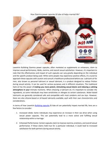 How Stamina Power Capsules Lube Oil Helps Married Life By Laventrix