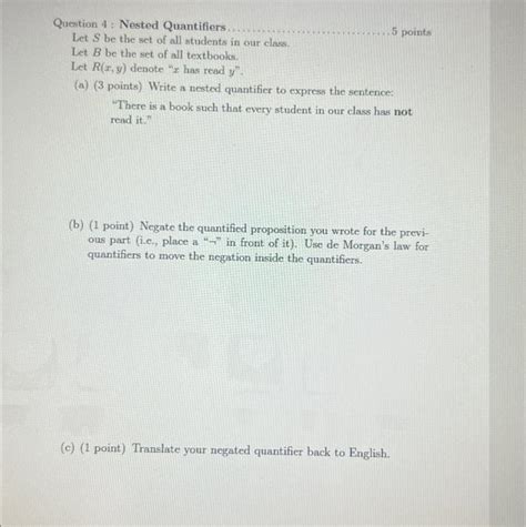 Solved Question 4 Nested Quantifiers 5 Points Let S Be The