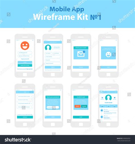 모바일 앱 와이어프레임 Ui 키트 스톡 벡터로열티 프리 200026352 Shutterstock