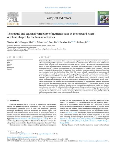 Pdf The Spatial And Seasonal Variability Of Nutrient Status In The