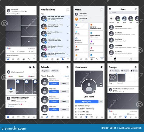 Screen Interface In Social Media Application Stock Vector Illustration Of Blogger Button