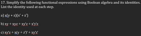 solved 17 simplify the following functional expressions