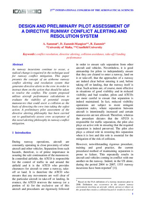 Pdf Design And Preliminary Pilot Assessment Of A Directive Runway Conflict Alerting And