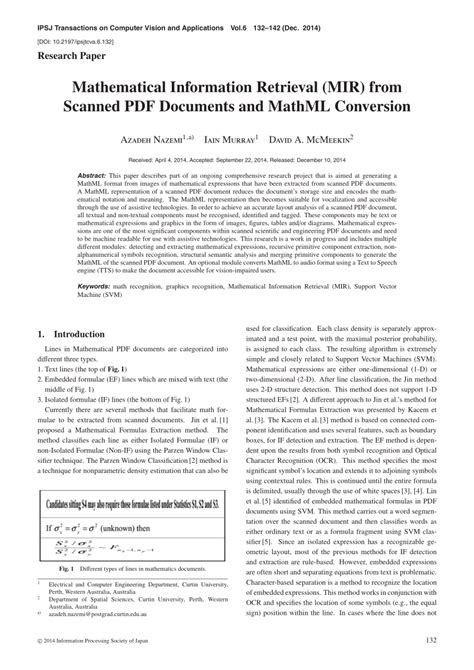 Pdf Mathematical Information Retrieval Mir From Scanned Pdf