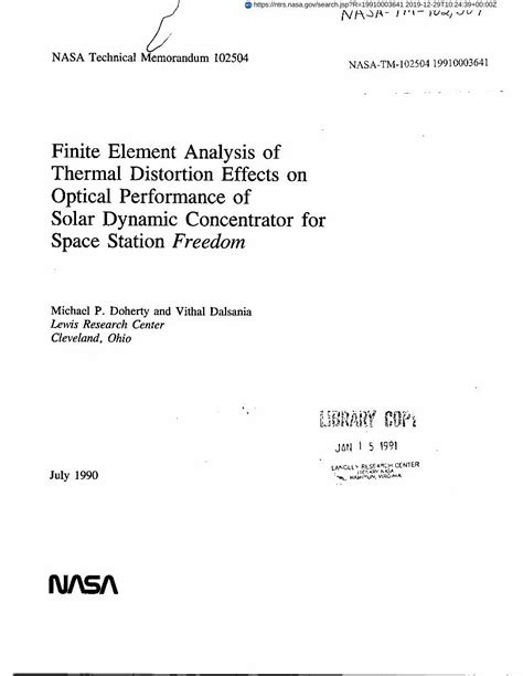 Pdf Finite Element Analysis Of Thermal Distortion Effects On