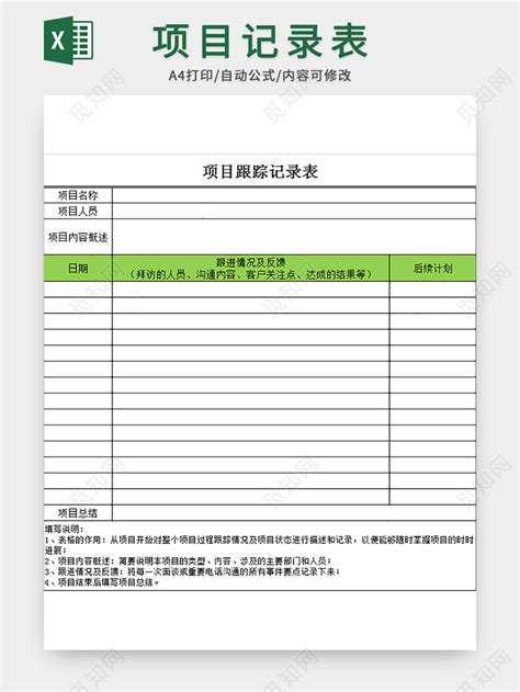 项目跟踪记录表下载 觅知网