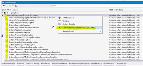 C Visual Studio 2015 Break On Unhandled Exceptions Not Working Stack Overflow