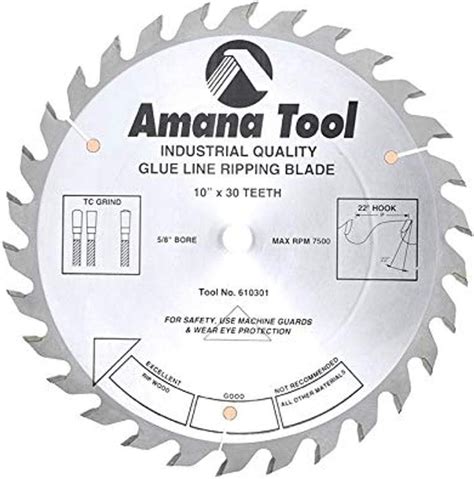 Amana Tool 610301 Carbide Tipped Glue Line Ripping 10 Dia X 30t Tcg