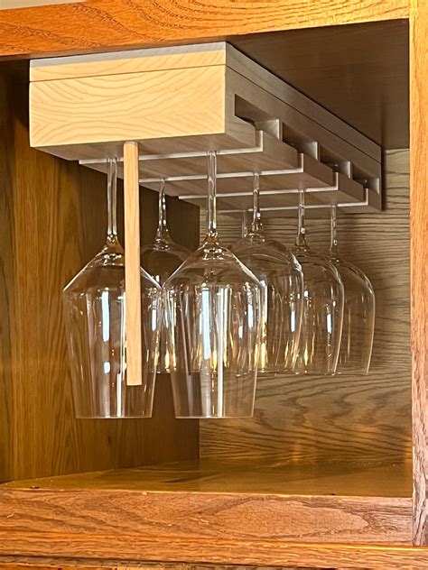 Wine Glass Rack That Retracts Pull Out Retract Back In Etsy
