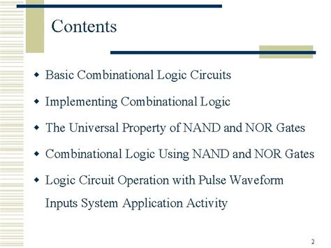 5 Combinational Logic Analysis 1 Contents W Basic
