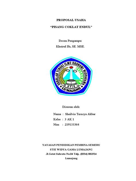 Proposal Usaha Pisang Coklat Pdf