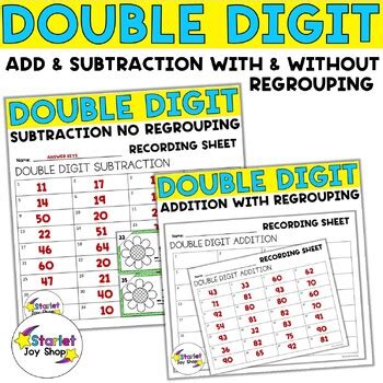 Double Digit Add Subtract With Without Regrouping Spring Mixed Bundle
