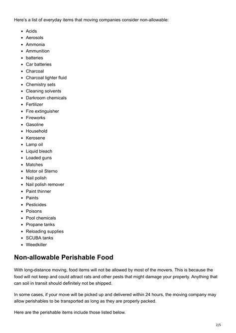 Ppt Restricted Non Allowable Moving Items Things Not To Pack